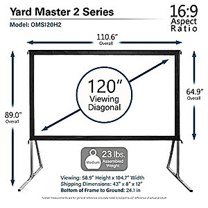 Elite Screens Yard Master 2, 120-inch Outdoor Indoor Projector Screen 16:9, Fast Easy Snap On Set-up Freestanding Portable Movie Foldable Front Projection | US Based Company 2-YEAR WARRANTY, OMS120H2