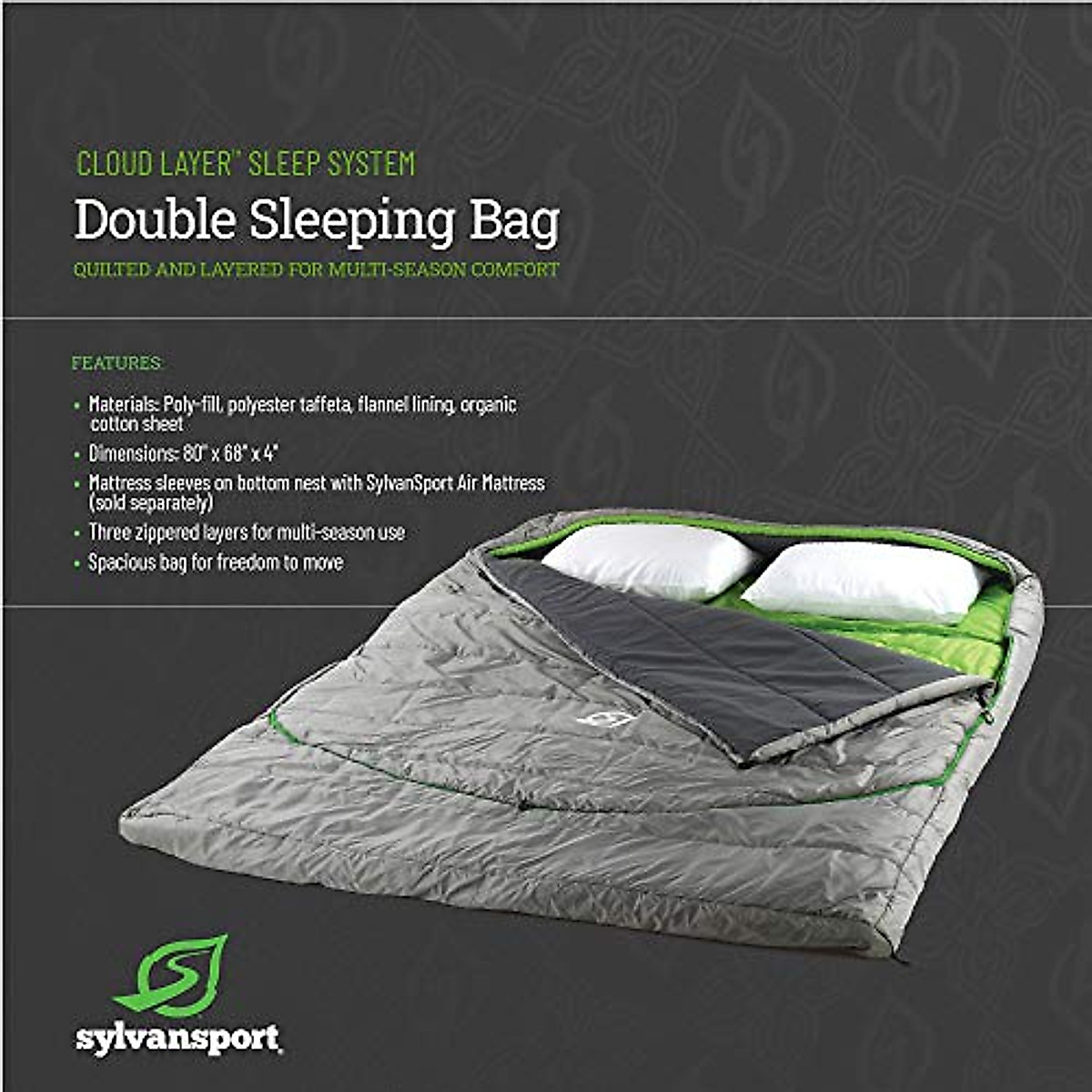 SylvanSport Cloud Layer Sleeping Bag for Adults - Adjustable Layers for 3-4 Season use - Integrated Cotton Sheet