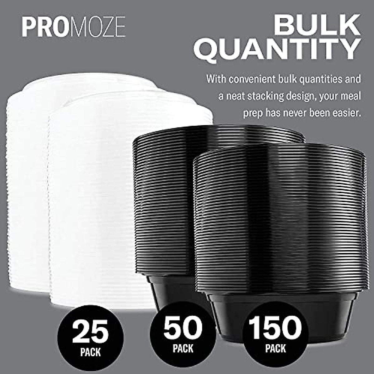 50-Pack meal prep Plastic Microwavable Food Containers Bowls for meal prepping with Lids (28 oz.) Black Reusable Storage Lunch Boxes -BPA-Free Food Grade -Freezer & Dishwasher Safe. - PREMIUM QUALITY