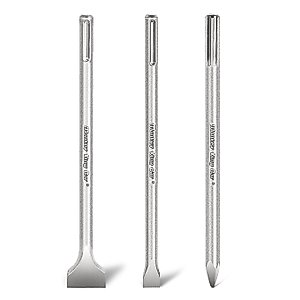 Monkey King Bar -Sds Max Bits 16" SDS Chisel Set-3pcs Masonry Drill Bits Set Suitable with All Brand of Sds Max Hammer Drills- Sds Max Chisel- Point Chisel, Scaling Chisel, Flat Chisel
