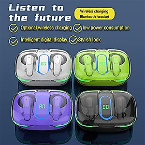 ESYEM Mini Portable Headphones Digital Display Touch-Control Earbuds Noise Reduction Bluetooth 5.3 Sport Earbuds Earphones with LED Breathing Lamp