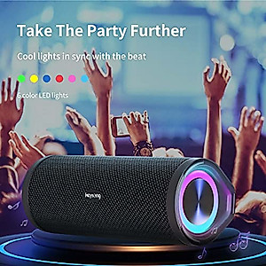 HEYSONG Portable Bluetooth Speaker, Waterproof Wireless Outdoor Speakers with LED Light, Rich Bass, IPX7, 40H Play, TF Card, Dual Pairing for Beach, Boat, Pool, Camping, Bike, Shower, Gifts for Men