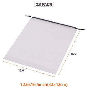 Set of 12 Transparent Shoe Bags for Travel Large Clear Shoes Storage Organizers Pouch with Rope for Men and Women