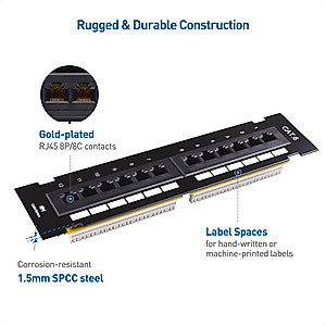 Cable Matters UL Listed 12-Port Cat6, Cat 6 Vertical Mini Patch Panel with 89D Bracket & 110 Punch Down Tool with 110 Blade