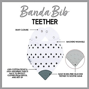 Bazzle Baby Bandana Bib Teething Bib with teether corners for Natural Teething Relief Cotton & Fleece Soak Up Drool Bib