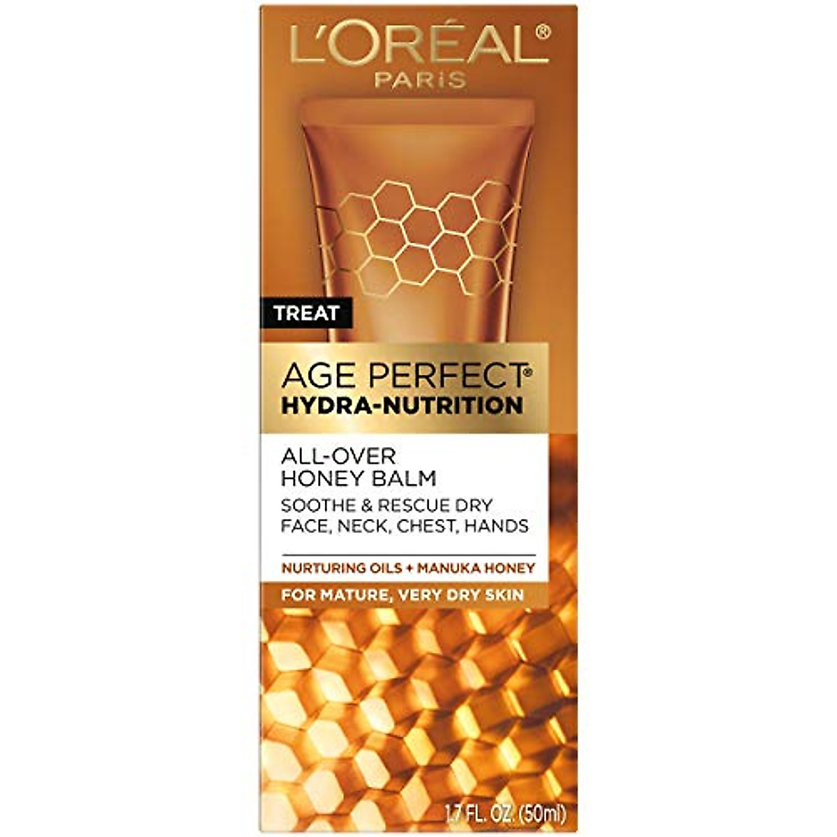 L'Oreal Paris Skincare Age Perfect Hydra-Nutrition All-Over Balm with Manuka Honey Extract and Nurturing Oils, to Soothe and Rescue Dry Skin, Paraben Free, 1.7 oz.