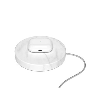 EINOVA Charging Stone - Beautiful Wireless Charger, 10W Fast Charger with Built-in Durable Braided Cable - White Marble