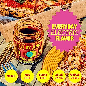 FLYBYJING Sichuan Chili Crisp, Gourmet Spicy Tingly Crunchy Hot Savory All-Natural Chili Oil Sauce w/ Sichuan Pepper, Versatile Hot Sauce Good on Everything and Vegan, 6oz (Pack of 1)