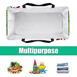 suojapuku Reusable Grocery Bags,Green grass and baseball,Lightweight Recycling Shopping Totes Bag with Handle for Groceries