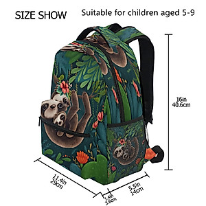 Sloth School Backpack for Girls Boys,Sloth Bookbag Ages 6-13 Book Bag Cartoon Sloth Backpack for Kid