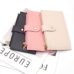 neyrat Slim wallet for women, Bifold multi card case zipper coin purse,RFID Blocking wallets with checkbook holder,With gift box (Beige)