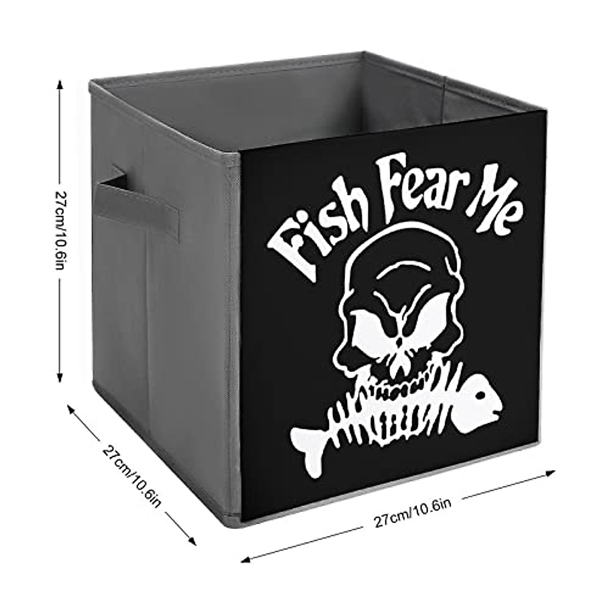 Fish Fear Me Canvas Collapsible Storage Bins Cube Organizer Baskets with Handles for Home Office Car