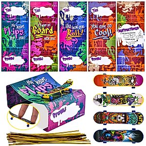 JOYIN 28 Pcs Valentines Day Finger Skateboards with Cards for Kids, Valentine Party Favor, Valentine’s Greeting Cards, Valentine Classroom Exchange Prizes, Holiday Reward Gifts, Finger Skateboard Toys