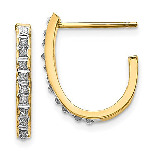 14k Yellow Gold Diamond Fascination Post J Hoop Earrings Fine Jewelry For Women Gifts For Her
