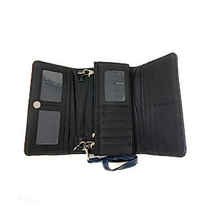 Texas West American Flag Rhinestone Women's Concealed Handbags Purse Wallet Set in Multi-Color (Crossbody Wallet Only- American Flag)