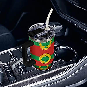 Flag of The Oromo Liberation Front Insulated Tumblers with Handle Stainless Steel Coffee Mug Funny Travel Cup with Lid Straw 40oz