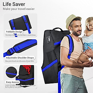 ProFaster Car Seat Travel Bag - Padded, Comfortable, Durable, Roomy Gate Check Carseat Cover Backpack Fits 3-in-1，Convertible, Booster & Infant Car Seats for Airplane, Airport, Blue