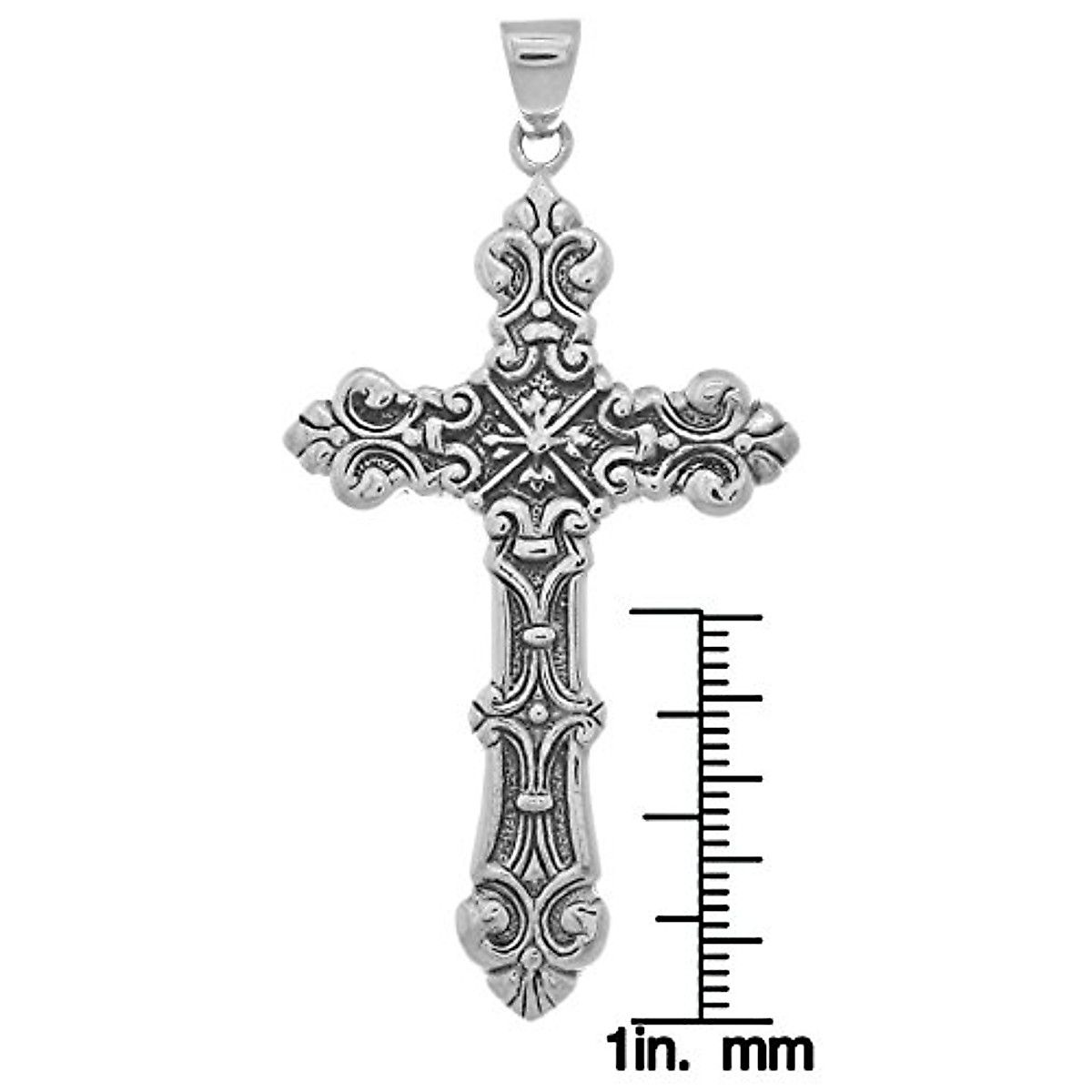 Jewelry Trends Sterling Silver X-Large Medieval Fleur de Lis Gothic Cross Pendant