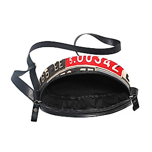 WellLee Red License Plates Vintage Round Crossbody Bag Purse Messenger Bag