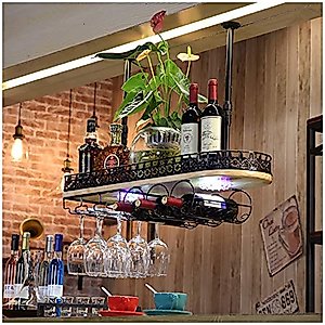 Stylish Simplicity Down Vintage Wine Rack Iron Simple Style Multi-Function Display Household Wine Glass Holder Restaurant Kitchen Bar Floating Wine Rack (Bronze 100 * 28Cm), PIBM, Black, 60 * 28cm/