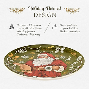 Spode Christmas Tree Plate and Bottle Set (2-Piece) - 8.5" Porcelain Cookies for Santa Plate & 10 Oz Holiday-Themed Jug, Dishwasher Safe Festive Collectible Seasonal Gift Set