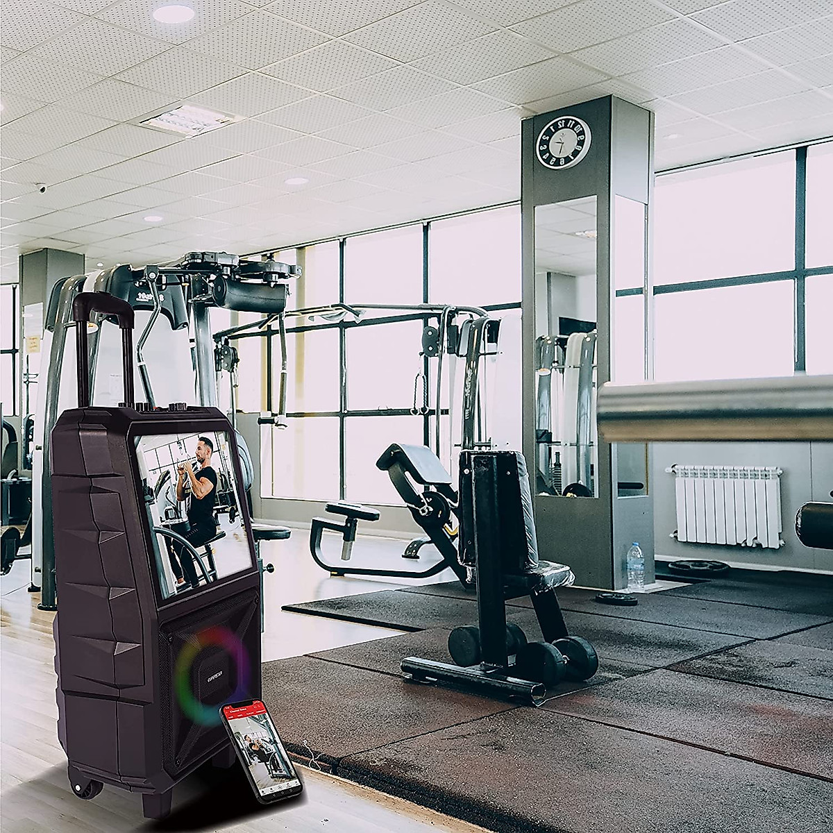 Professional Karaoke Machine with Lyrics Display, Bluetooth Portable Singing PA Speaker System for Christmas Party, Built-in 15" Tablet, LED Lights, 2 Wireless Microphones, USB, AUX, SD & FM Radio