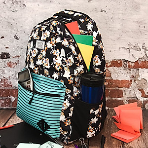 HOOEY Recess 25 Liter Multipurpose Backpack Rain Cover Hat Strap Laptop Sleeve Hydro Pockets (Black/White/Teal)