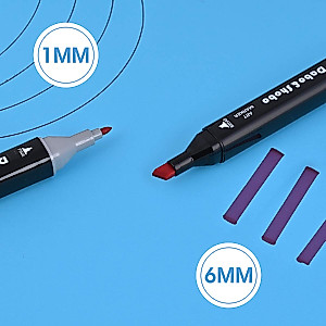 Dabo&Shobo 96 Color Alcohol Marker Pen, Bright Permanent Markers For Coloring, Markers For Adults Coloring Book, Wide Chisel And Fine Tip, Dual Tip Design Equipped with Black Suitcase