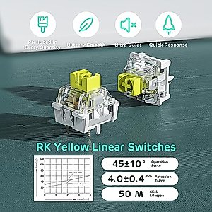 RK ROYAL KLUDGE RK96 RGB Limited Ed, 90% 96 Keys Wireless Triple Mode Bluetooth 5.0/2.4G/USB-C Hot Swappable Mechanical Keyboard w/Wrist Rest, Software Support & Massive Battery, RK Yellow Switch