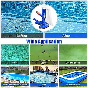 CKE 2022 Upgraded Portable Pool Vacuum Jet Underwater Cleaner W/Brush Bag, Handheld Pool Vacuums Swimming Portable Pool Mini Jet Vacuum Pool Cleaner Pool Spa Jet Vac for Above Ground Pool Vacuum Head