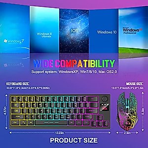 Wireless Gaming Keyboard and Mouse Combo,12 RGB Backlit with Rotary Knob,Long-Lasting Rechargeable Battery 4000mAh,N-Key Rollover,Quick and Quiet Typing Keyboard and Mouse for PC PS4 PS5(Black)