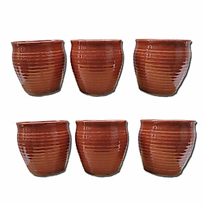 AnNafi® Indian Kulhad Cups Traditional Handmade Chai/Tea/Coffee Cup Ceramic Earthen Kulhar Mexican Red Clay Authentic Cantarito De Barro Fiesta Jarritos Mexicanos for Hot & Cold Beverages Set Of 6