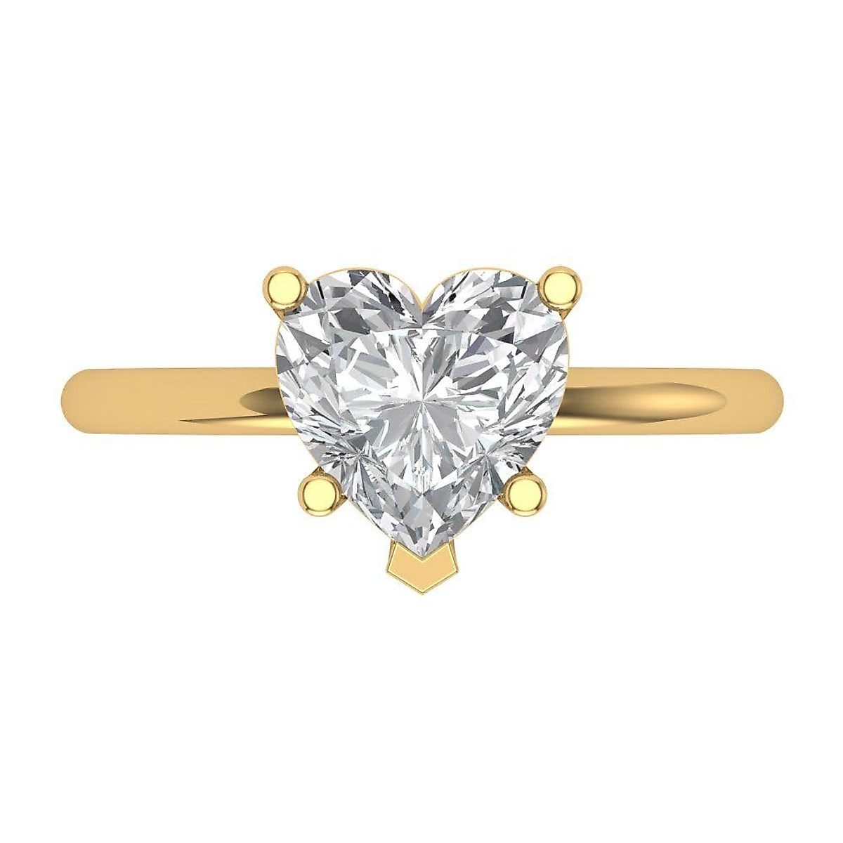 2.0 Ct Brilliant Heart Cut Clear Simulated Diamond 14K Yellow Gold Solitaire Engagement Promise Bridal Ring Size 6
