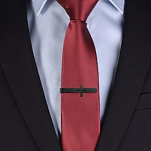 2 Inch Cross Tie Clips for Men, Tie Bar for Men's Skinny Necktie, Mens Accessories on Wedding Day or Going to Church.