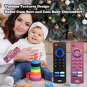 ERSIHUA 2-Pack Silicone Baby Teething Toys, Fire TV Remote Teethers for 6-12-18 Months Infant, Fire Remote Shape Toddlers Silicone Teethers for Boys and Girls Sensory Toy