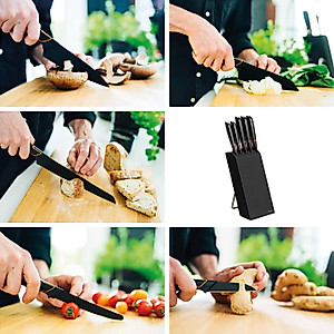 Fiskars Knife Block With 5 Knives, Width: 15.5 cm, Height: 37 cm, Birch Wood, Black, Edge, 1003099