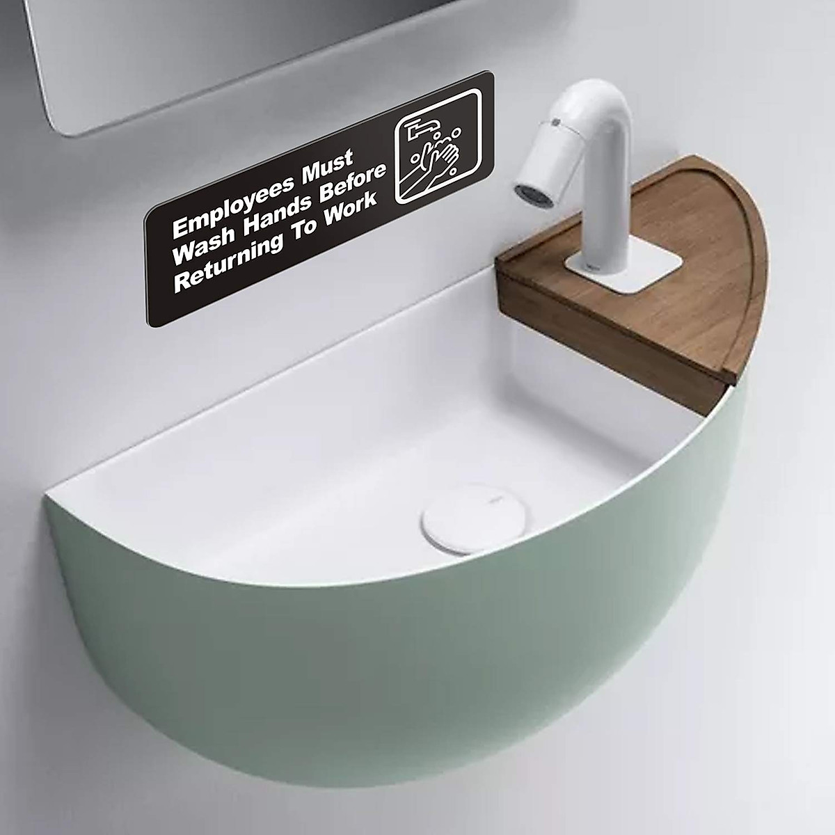 Employees Must Wash Hands Before Returning to Work Sign, (4 Pack) 9 x 3 Inch Acrylic Plastic Sign with Symbols, Self-adhesive, for Restaurant, Salons, Hotel, Motel, Rest Stops, Public Restrooms