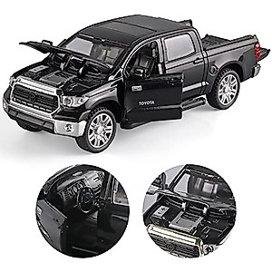 OANMYJJO Toy Pickup Trucks for Boys 1/32 Tundra Diecast Cars Model，Zinc Alloy Toy Pickup Truck，with Sound and Light、Pull Back，Birthday Gifts for Kids Ages 3 Year and UP（Black）