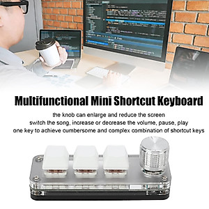 One Handed Gaming Keyboard Mini 3 Key Keypad Mechanical White Gaming Keyboard Programmable One Handed for Office Games Music Industrial Control