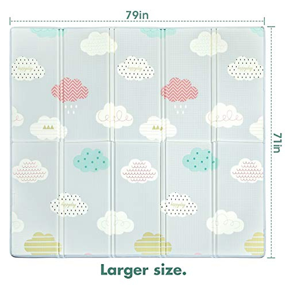 UANLAUO Foldable Baby Play Mat, Extra Large Waterproof Activity Playmats for Babies,Toddlers, Infants, Play & Tummy Time, Foam Baby Mat for Floor with Travel Bag