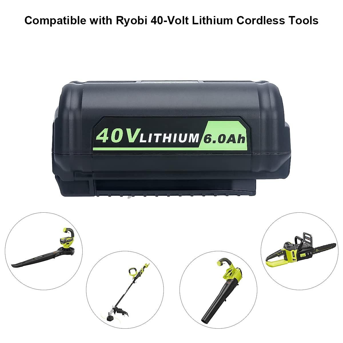 ELEFLY 40V 6.0Ah OP4050A Replacement for Ryobi 40V Lithium Battery OP4015 OP4026 OP40201 OP40261 OP4030 OP4040 OP40401 OP4050 OP40501 OP40601 40 Volt Cordless Tool Battery