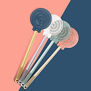 2 Pcs White Cute Fly Swatter Summer Mesh Long-Handled Manual Fly Swatter for Adult Thickened Candy-Shaped Plastic Mosquito Swatter Flying Insect Swatter