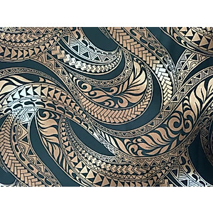 Originals by Hitomi Brown Swirly Tribal Hawaiian Print Fabric Sold by The Yard