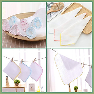 Yaosan Soft Face Muslin Cloths Pure Cotton Facial Cleansing Cloths Reusable Polishing Cleanser- Pack 10 (Blue Edge)