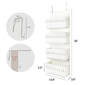 Dahey Over The Door Organizer with 4 Pockets Boho Door and Stuffed Animal Storage Hammock Hanging Toy Storage Organizer for Nursery Kid Playroom Bedroom