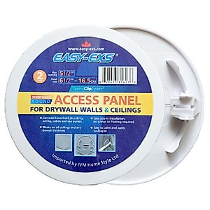EASY-EXS Access Panel Round 6.5" Spring-Clip (Max Service Opening 5.5") Plastic White (Pack of 2) (Round 6.5")