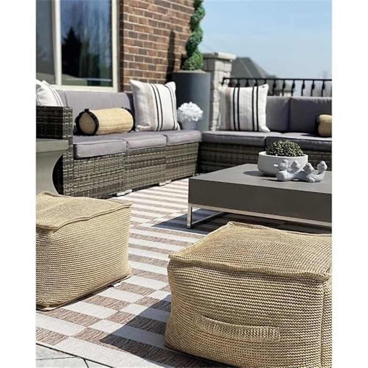 SAFAVIEH Outdoor Collection Eartha Modern Dark Grey Concrete Coffee Table (Fully Assembled)