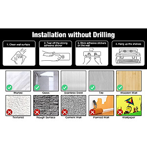 AKTETCN Shower Caddy Basket, Self Adhesive Shower Shelves, Wall Mounted Rustproof Bathroom Shower Organizer, No Drilling Stainless Steel Shower Rack for Bathroom, Toilet, Kitchen, 2 Pack, Black