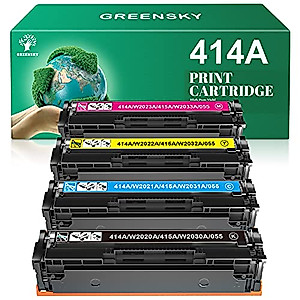 GREENSKY Compatible 414A Toner Cartridge 4 Pack Replacement for HP 414X W2020A W2021A W2022A W2023A for Color Laserjet Pro MFP M479fdw M479fdn M454dw M454dn M479 Printer Ink(Black Cyan Yellow Magenta)