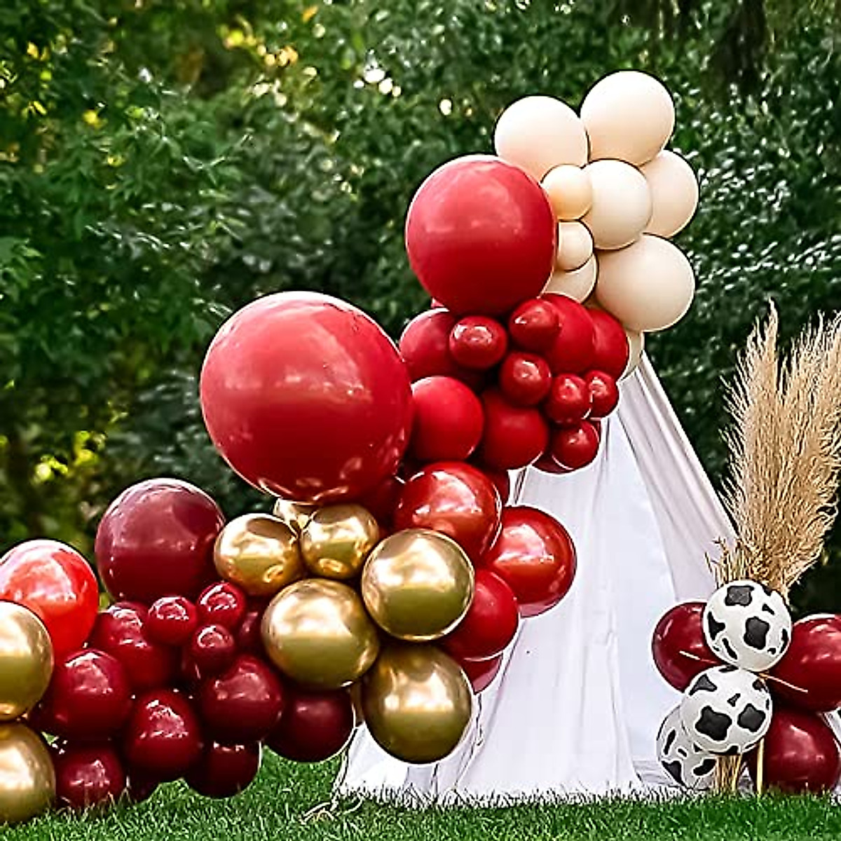 RUBFAC 116pcs Ruby Red Balloons Different Sizes Pack of 36 18 12 10 5 Inch for Garland Arch Dark Red Extra Large Balloons for Birthday Wedding Party Decoration